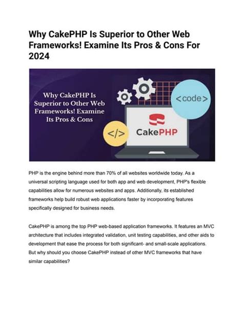 why cakephp is superior to other web frameworks examine its pros