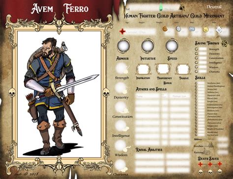Custom Rpg Character Illustration With Editable Pdf Stat Card Etsy
