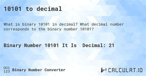 10101 To Decimal Calculatio