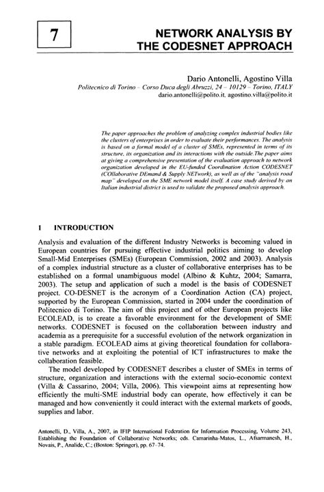 Pdf Network Analysis By The Codesnet Approach