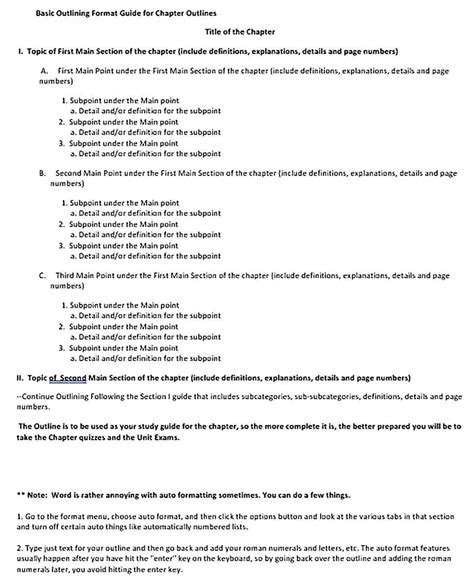 Chapter Outline Template Artofit