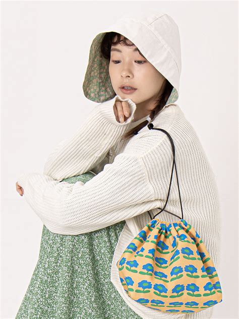 퓨어린넨 안감이 있는 이너프 파우치 Wave Daisy 블루 Eternal Journey