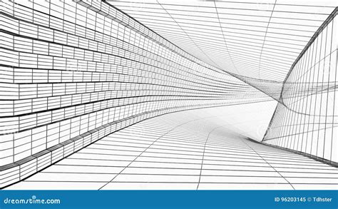 Abstract Architecture Wireframe Structure 3d Illustration Isolated On White Stock Illustration