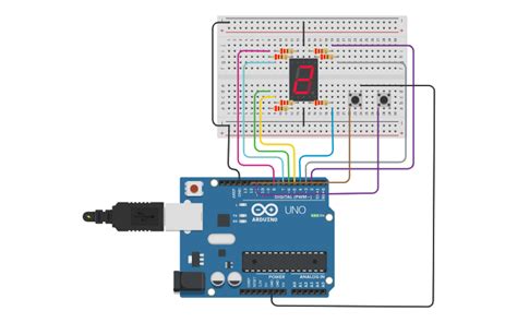 circuit design display de 7 segmentos tinkercad