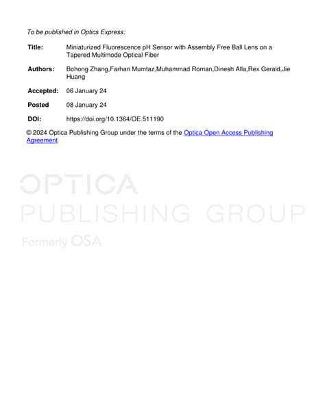 Pdf Miniaturized Fluorescence Ph Sensor With Assembly Free Ball Lens