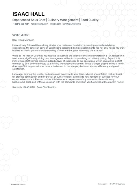 8 Professional Chef Cover Letter Examples And Template For 2024 Enhancv