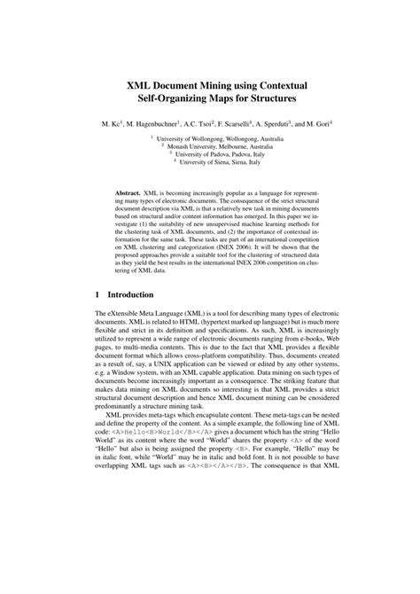 Pdf Xml Document Mining Using Contextual Self Organizing Maps For