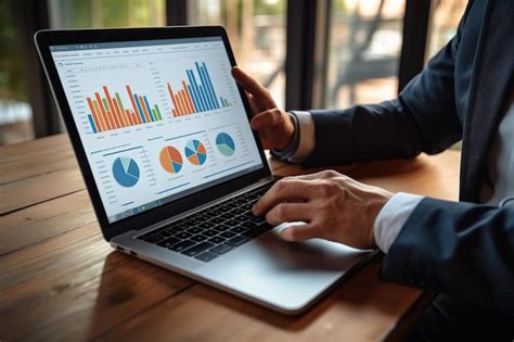 Premium Ai Image A Businessman Working On A Laptop Showing Business Financial Data Analytics