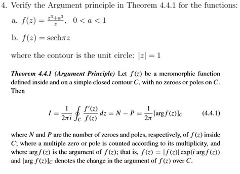 solved 4 verify the argument principle in theorem 4 4 1 for