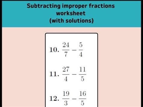 Free Subtracting Improper Fractions Worksheet Download Free Subtracting Improper Fractions