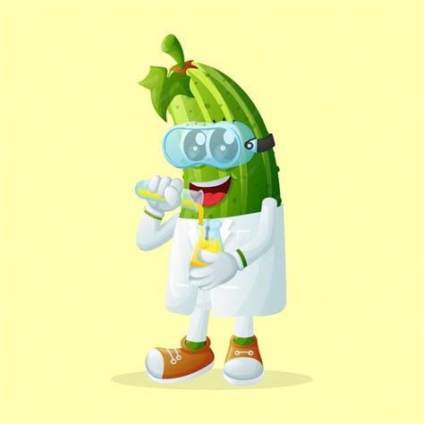 Premium Vector Cute Cucumber Character As Scientists