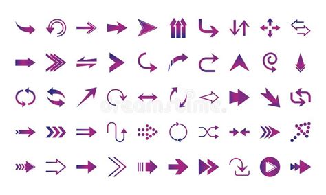 Arrows Direction Guide Cursor Web Navigation Icons Set Gradient Style Stock Vector