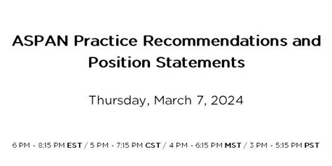Aspan Learn Aspan Practice Recommendations And Position Statements