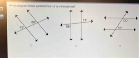 Solved Which Diagram Shows Parallet Lines Cut By A Transversal Math