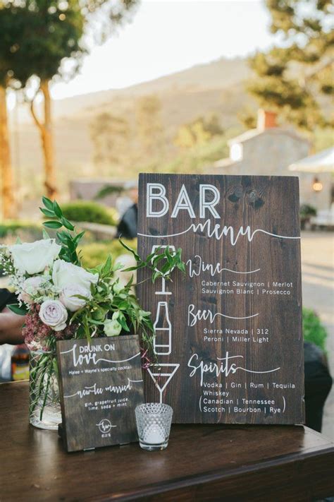 Custom Solid Wood Bar Menu Sign For Wedding Anniversary Or Party