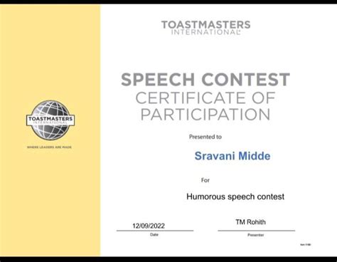 sravani midde on linkedin toatmaster humurous speechcontest