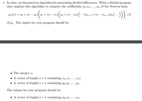 solved 1 in class we discussed an algorithm for generating