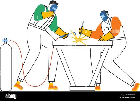Welding Service Vector Illustration With Professional Welder Job Weld