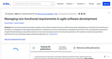 Managing Non‐functional Requirements In Agile Software Development