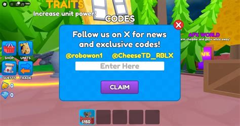 Roblox Cheese Td Codes Get Free Rewards