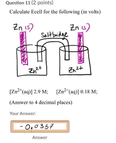 Solved Calculate Ecell Given M The Answer Is Written In Chegg Com