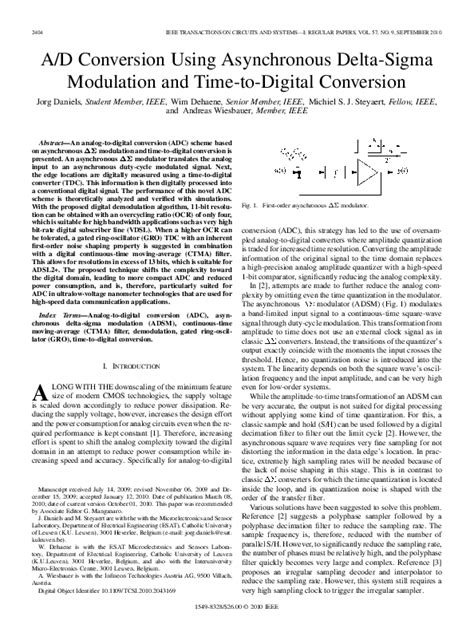 Pdf Ad Conversion Using Asynchronous Delta Sigma Modulation And Time