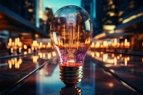 Golden Incandescent Lamp With Diode Elements Against The Backdrop Of
