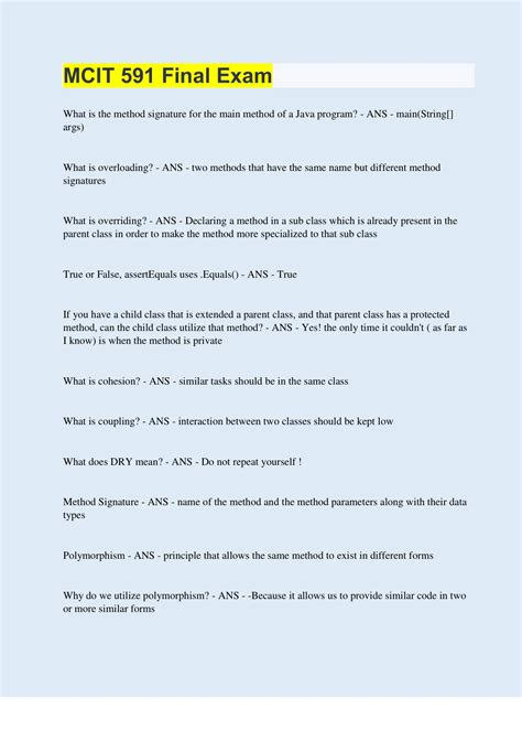 Mcit 591 Final Exam 40 Questions With 100 Correct Answers Updated And Verified Mcit 591