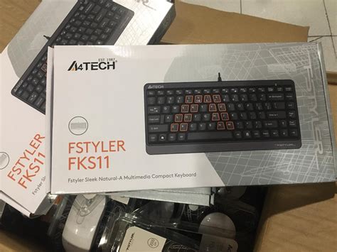 A4Tech FKS11 Fstyler Compact Size Wired Keyboard USB Grey Computers Tech Parts Accessories