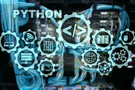 Python Programming Language On Server Room Background Programing Workflow Abstract Algorithm
