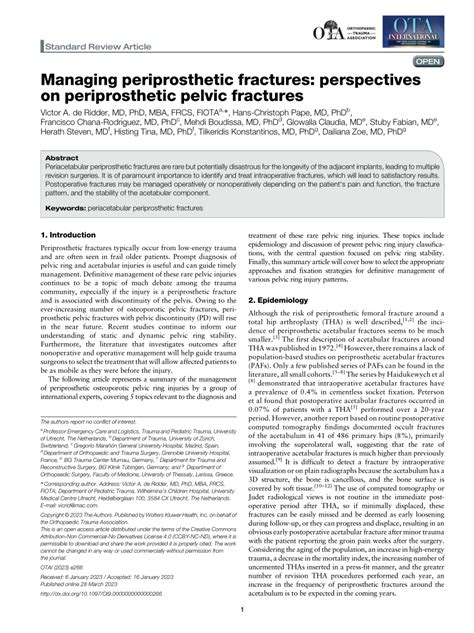 Pdf Managing Periprosthetic Fractures Perspectives On Periprosthetic