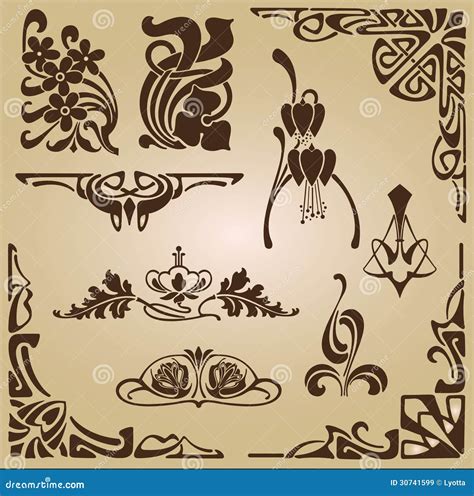 Art Nouveau Elements And Corners Design Ornament Stock Vector Illustration 30741599