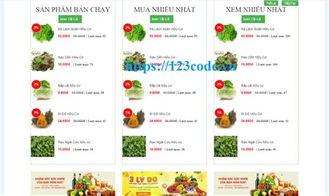 code website bán hàng thực phẩm sạch php codeigniter