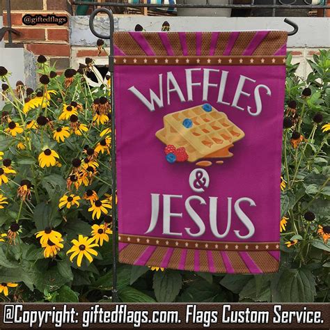 waffles jesus waffle garden flag house flag home decor outdoor decor yard decor garden