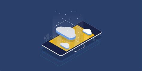 Cloud Computing Mobile Data Smart Phone With Cloud Application D Isometric Concept Stock