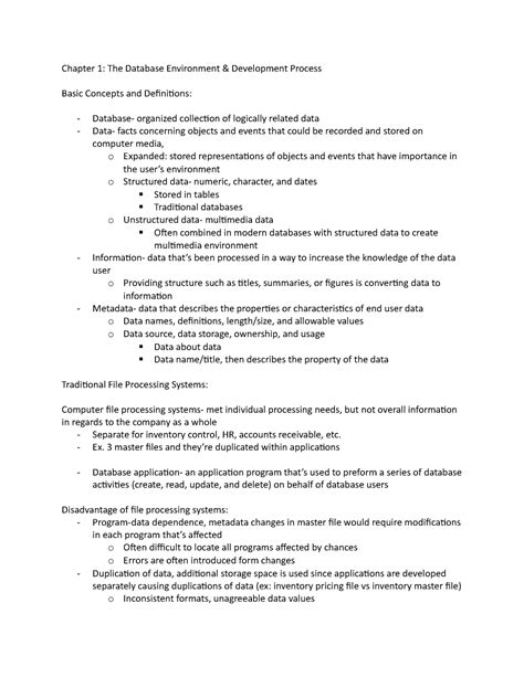Mis 533 Chapter 1 Guide Chapter 1 The Database Environment