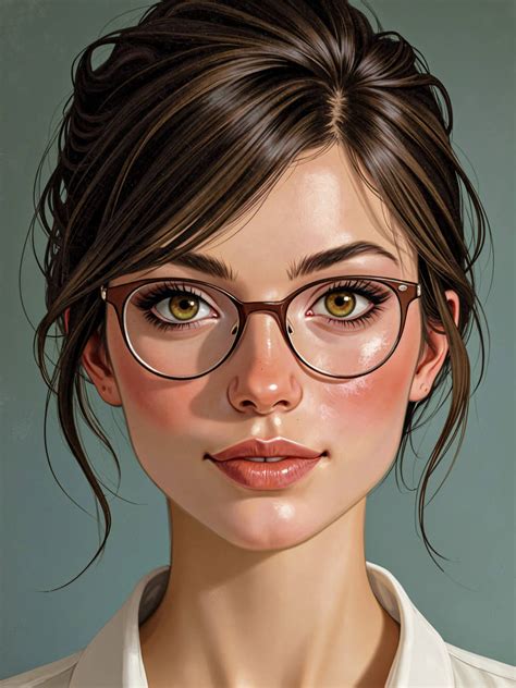 Portrait Of A Green Eyed Brunette In Glasses By Cathrynedelamort On Deviantart