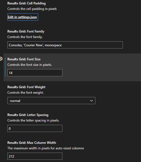 Sql How To Increase The Font Size Of Result Text In Azure Data Studio