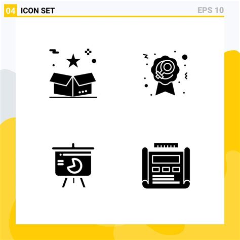 Stock Vector Icon Pack Of 4 Line Signs And Symbols For Box Chart