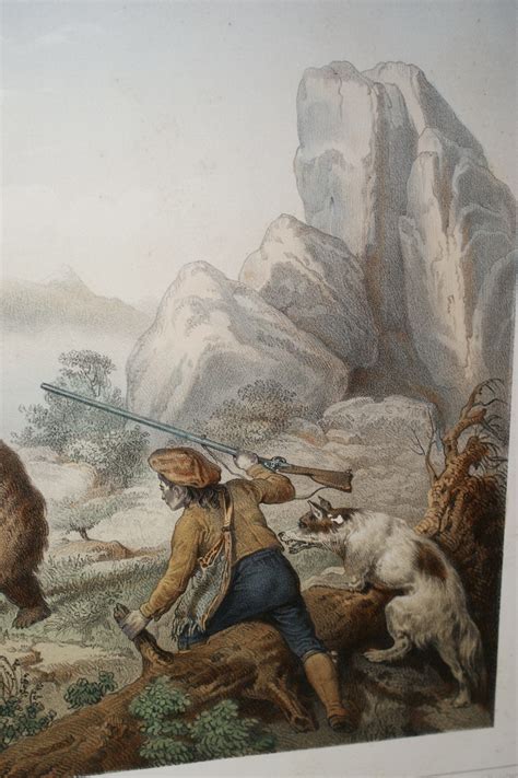 Chasse A L Ours Grenier Lithographie Couleurs Montagne Torrent R By Fran Ois Grenier J