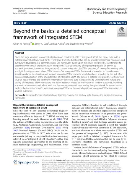 PDF Beyond The Basics A Detailed Conceptual Framework Of Integrated STEM