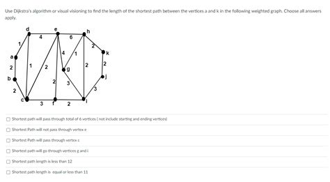 Solved Use Dijkstra S Algorithm Or Visual Visioning To Find Chegg