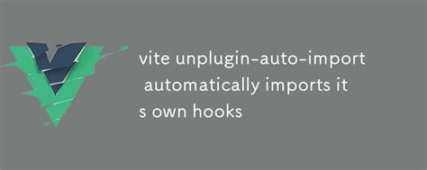 vite unplugin auto import automatically imports its own hooks vue js php cn