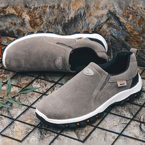 Mens Suede Non Slip Outdoor Slip On Casual Hiking Sneakers Size 859