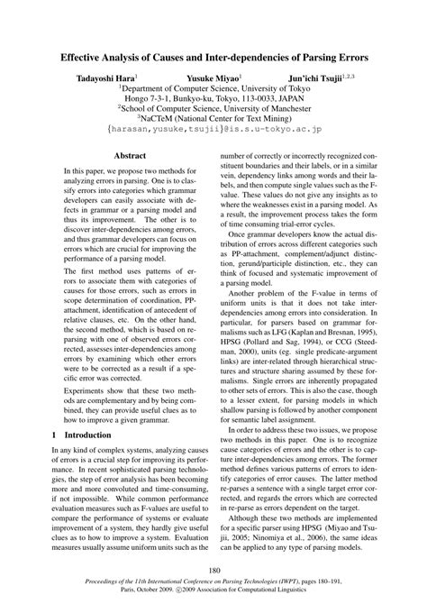 Pdf Effective Analysis Of Causes And Inter Dependencies Of Parsing