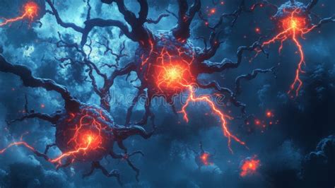 Glowing Neural Network Abstract Digital Art Stock Illustration