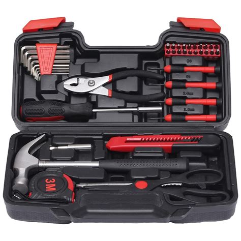 39 Pieces Hand Tools Set Small Basic Home Tool Set With Plastic Tool