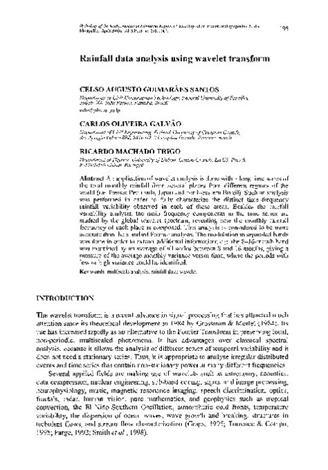 Pdf Rainfall Data Analysis Using Wavelet Transform