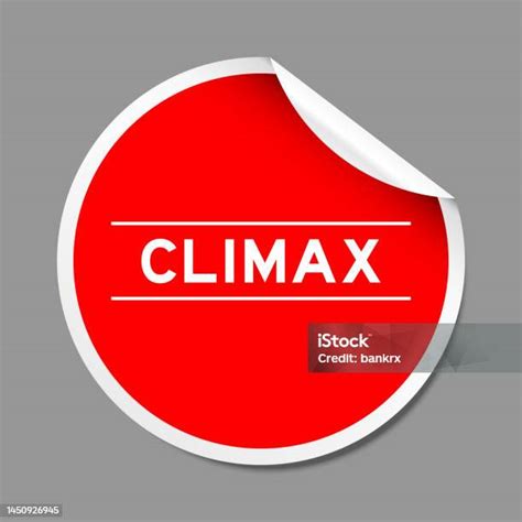 회색 배경에 단어 절정이 있는 빨간색 껍질 스티커 레이블 1위에 대한 스톡 벡터 아트 및 기타 이미지 1위 Theatrical Performance 개성 개념