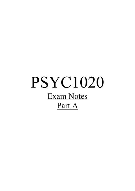 Psyc1020 Notes Neur1020 The Brain And Behavioural Sciences Uq
